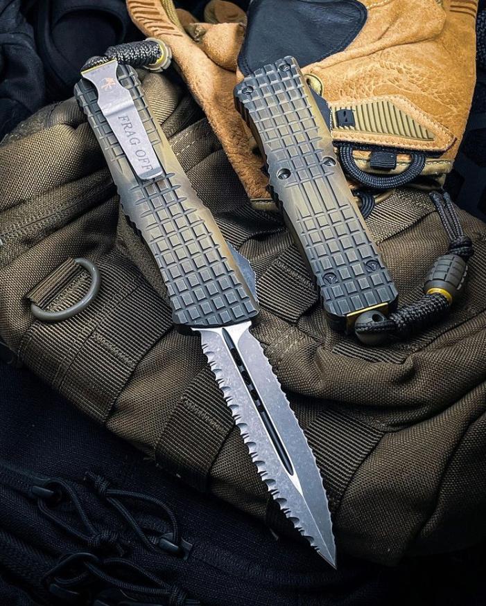 Microtech Combat Troodon D/E Frag Off Grenade Green Apocalyp...